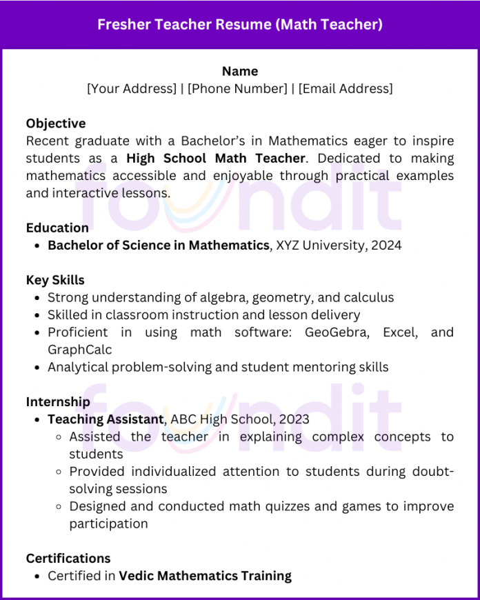 Teacher Resume Samples for Freshers; Format, Tips [ 2026 ]